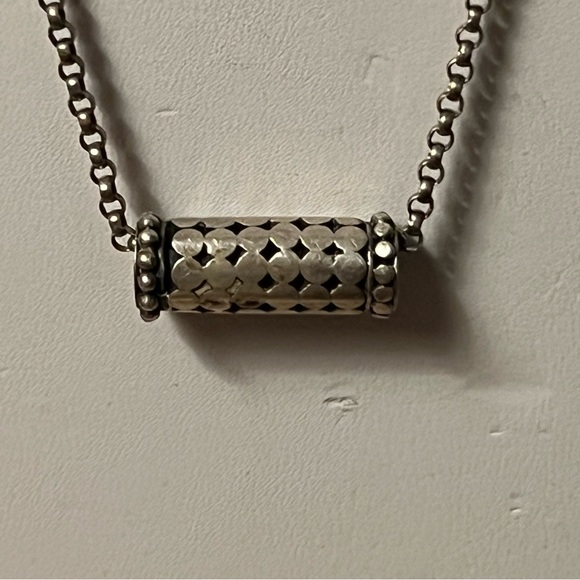 Jewelry | 18 Silver Necklace With Barrel Bead And Heart Clasp | Poshmark